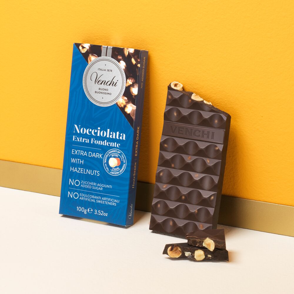 Venchi Chocolate Bar - NO Added Sugar Dark Chocolate Hazelnut Bar ...